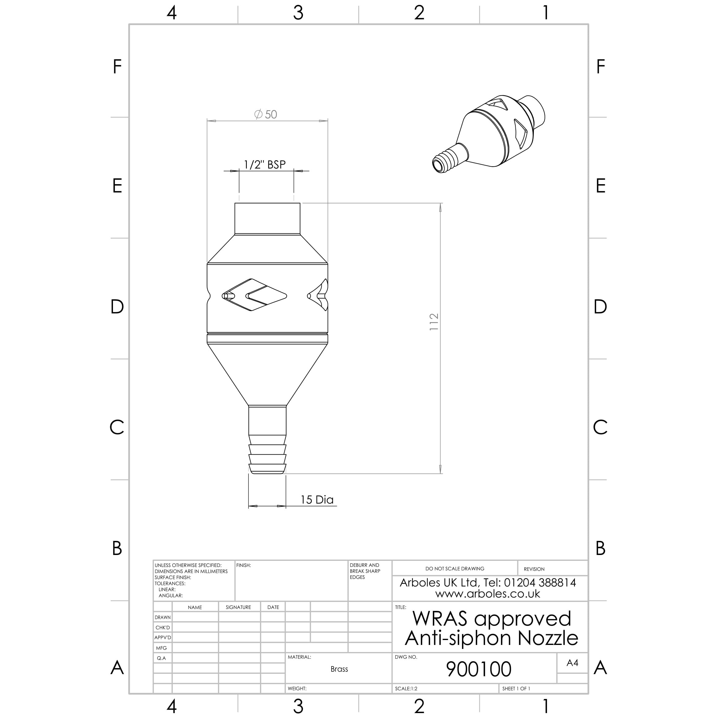Anti-Siphon Device | School Science Equipment | brecklandscientific.co.uk